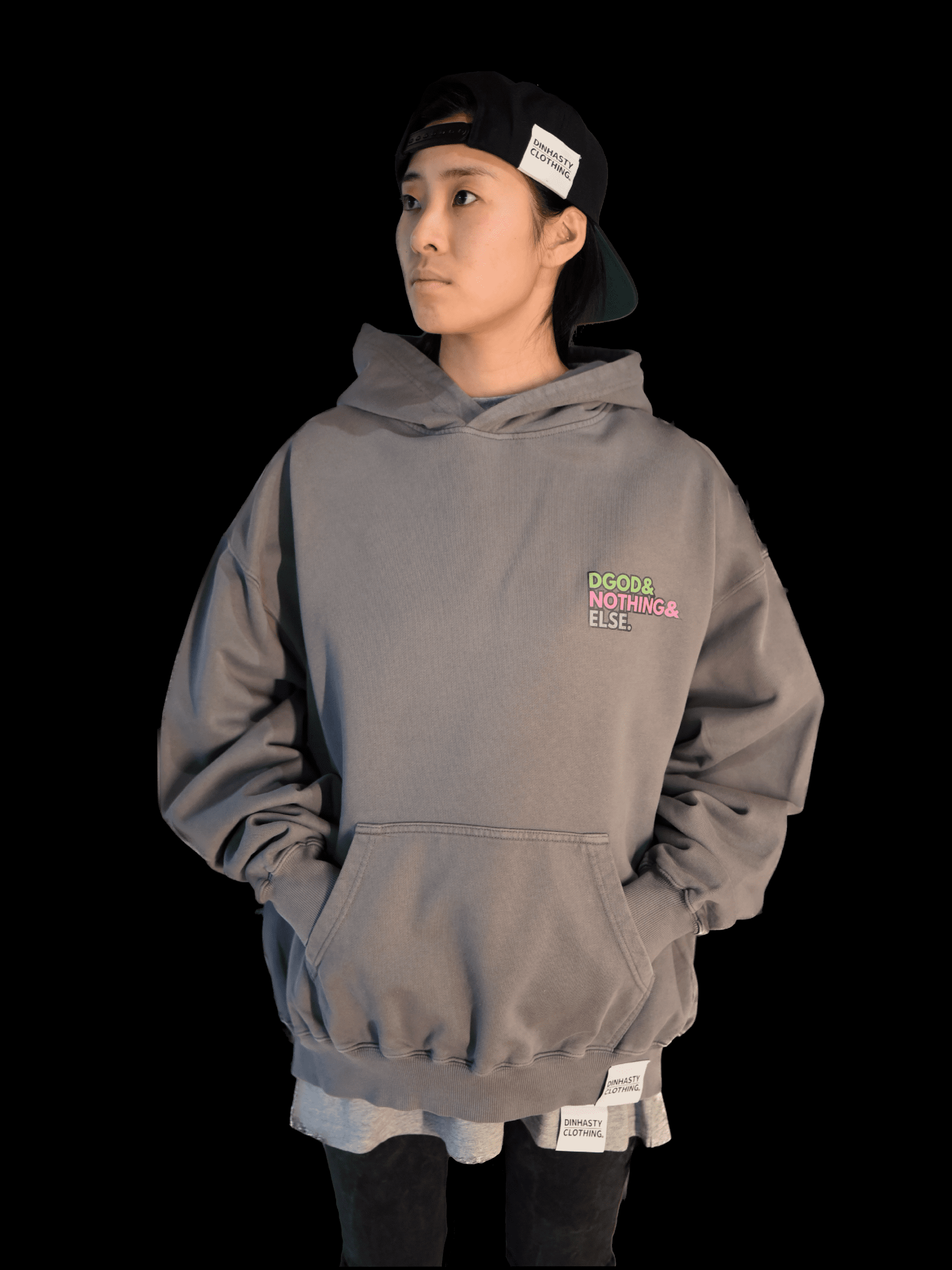 New Wave Classic Logo Washed Grey HOODIE | DGOD CLOTHING®